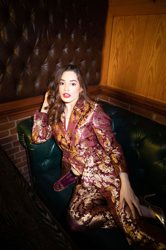 Red and Gold Brocade Women's Pantsuit – The Ambition Collective
