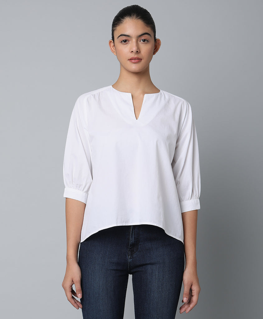 Women's Office Formal Pure Cotton High Low Top- White – The Ambition ...