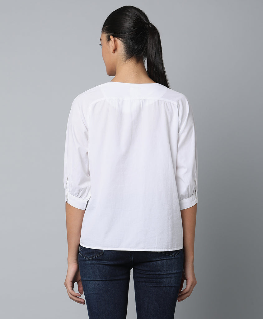 Women's Office Formal Pure Cotton High Low Top- White – The Ambition ...